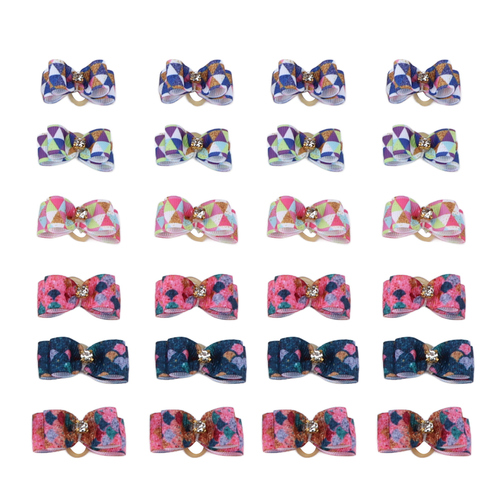 24 шт. резинка для домашних животных, красочные эластичные бантики для волос для щенков, комплект для ухода за щенками, собаками, кошками