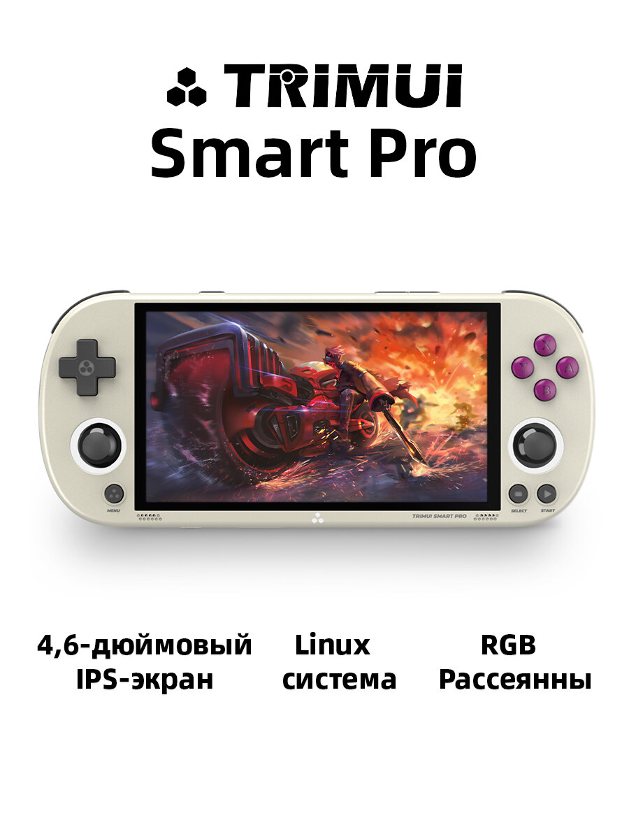Портативная игровая консоль TRIMUI Smart Pro, HD Экран 4,96 дюйма, 64 Гб, черная