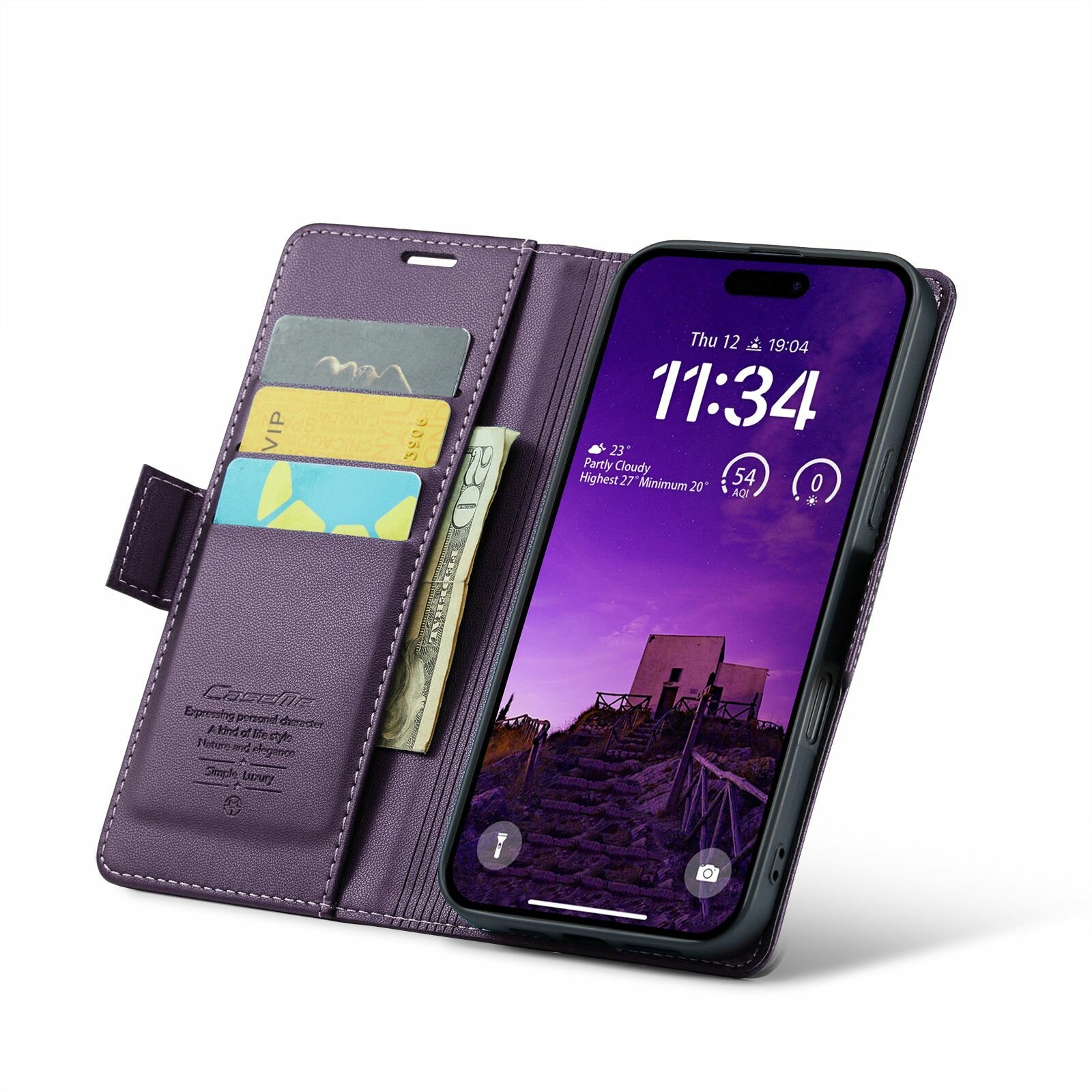 Чехол-книжка CaseMe Smooth iPhone 16 Pro фиолетовый