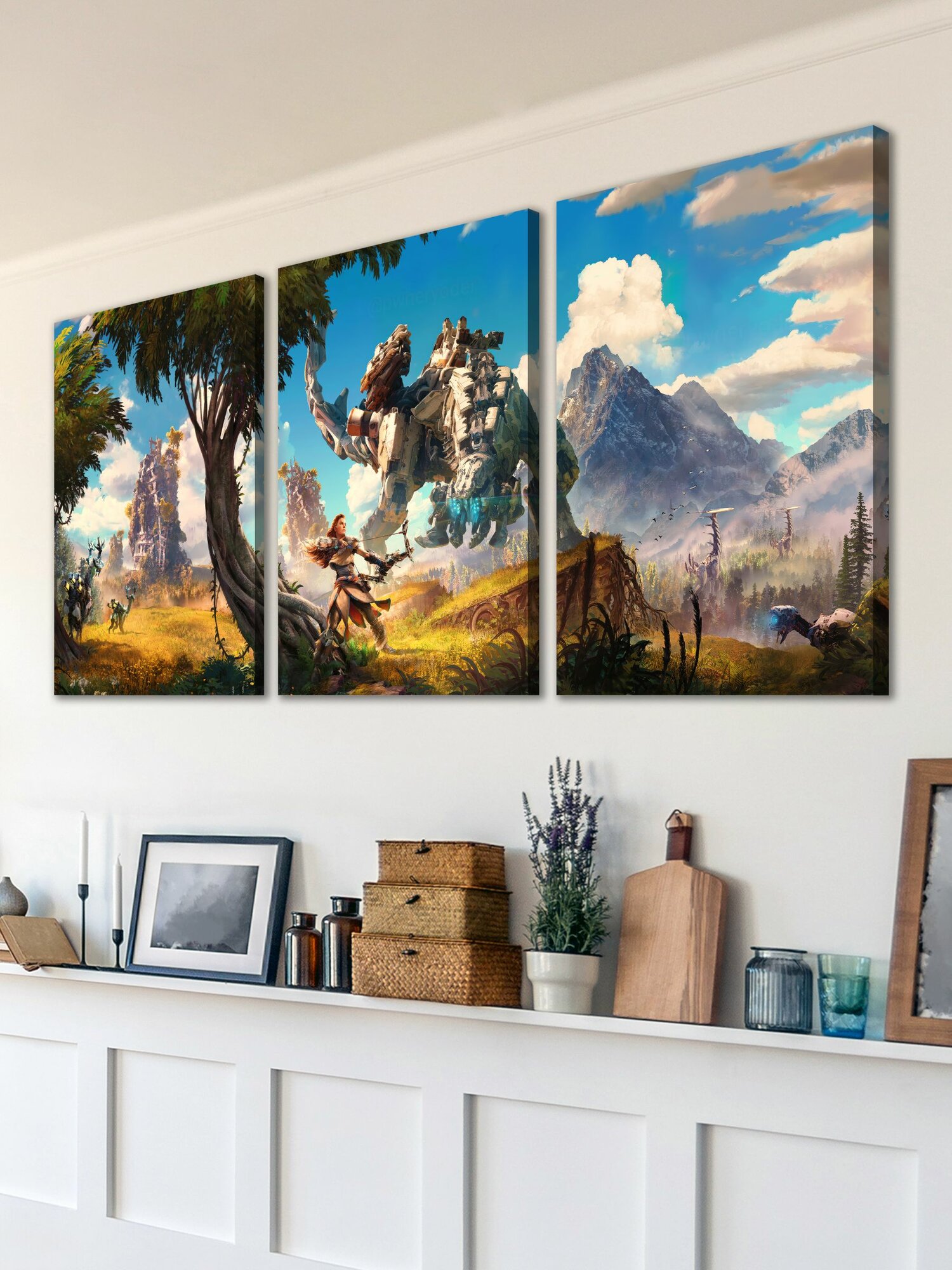 Картина на стену модульная "Horizon zero dawn hunt", 150 см х 70 см