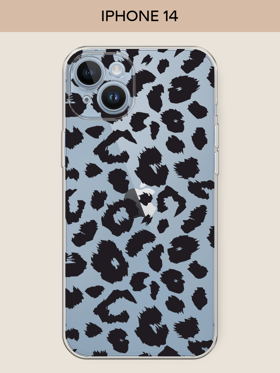 Чехол на Apple iPhone 14 / Айфон 14 с принтом Окрас леопарда фон, прозрачный