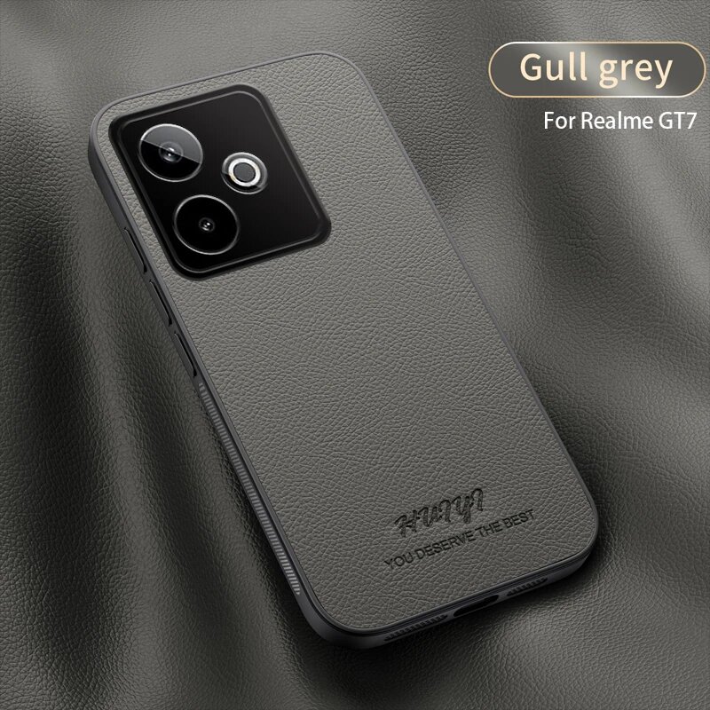 Кожаный чехол для Realme GT 7 Gull grey