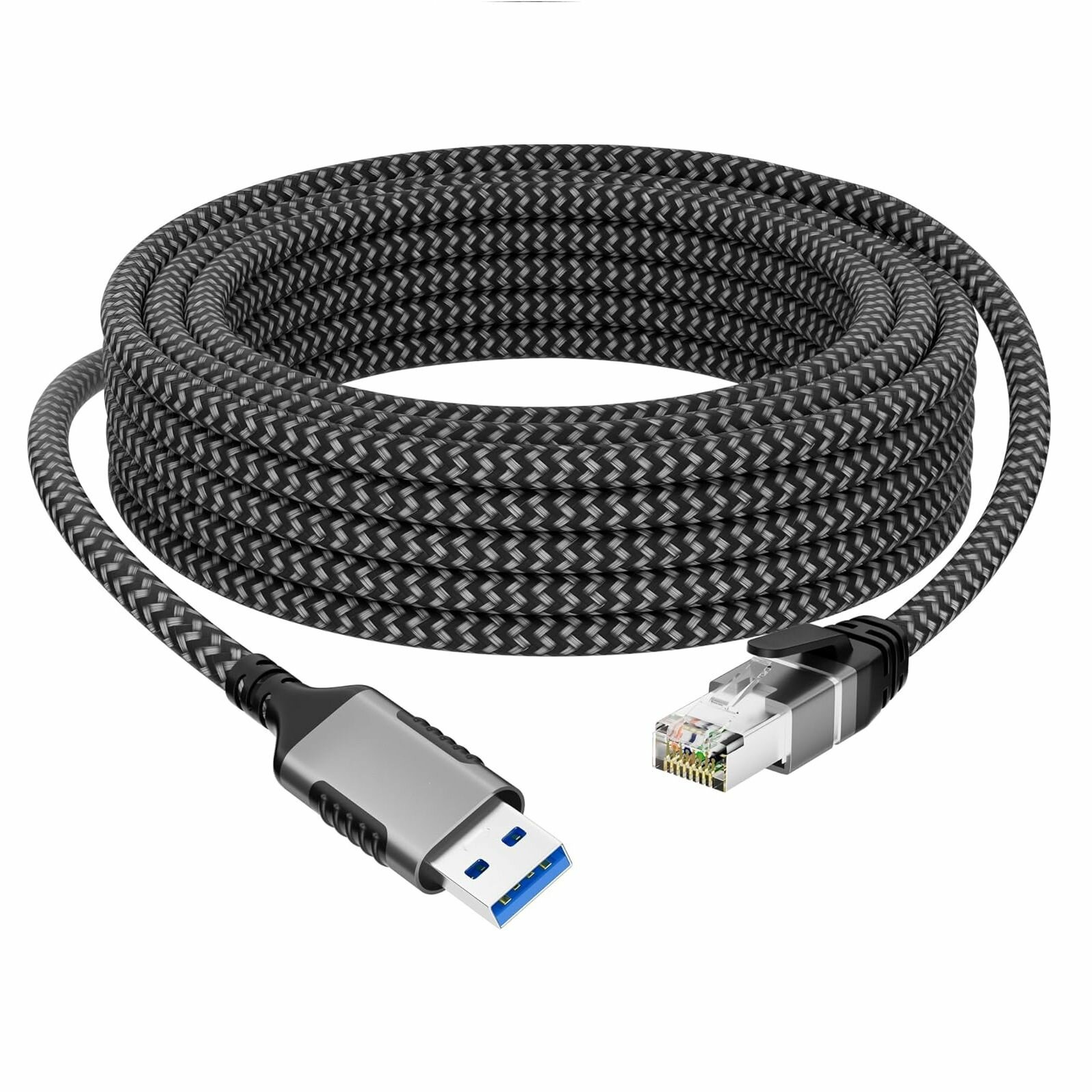 Кабель-адаптер KS-is USB 3.0 - Gigabit Ethernet, CAT6, серебристый, 3 метра
