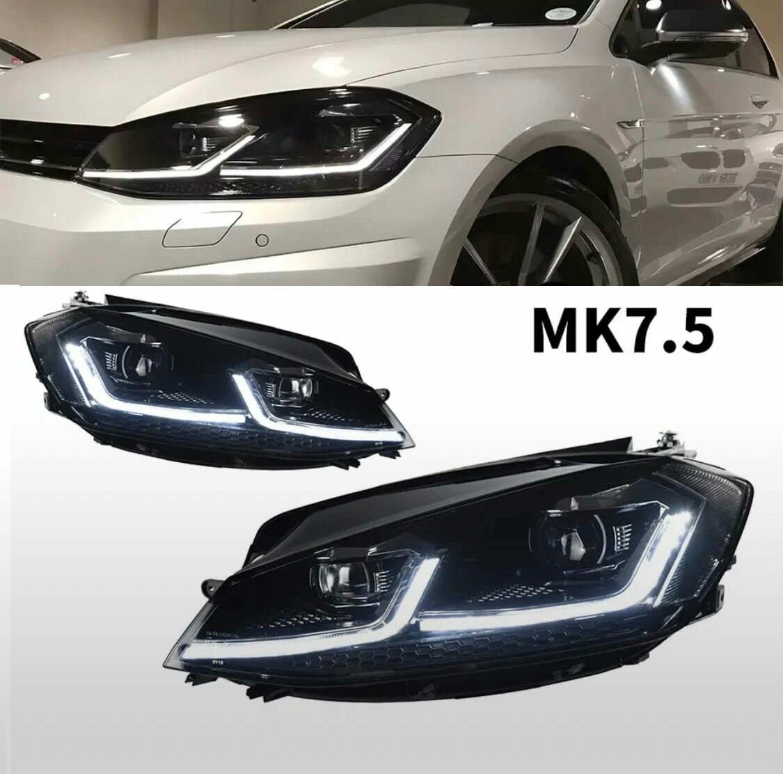 Фара автомобильная, Светодиодная, 2 шт, арт. AF/LED-HEADLIGHT-VGOLF7.5-1