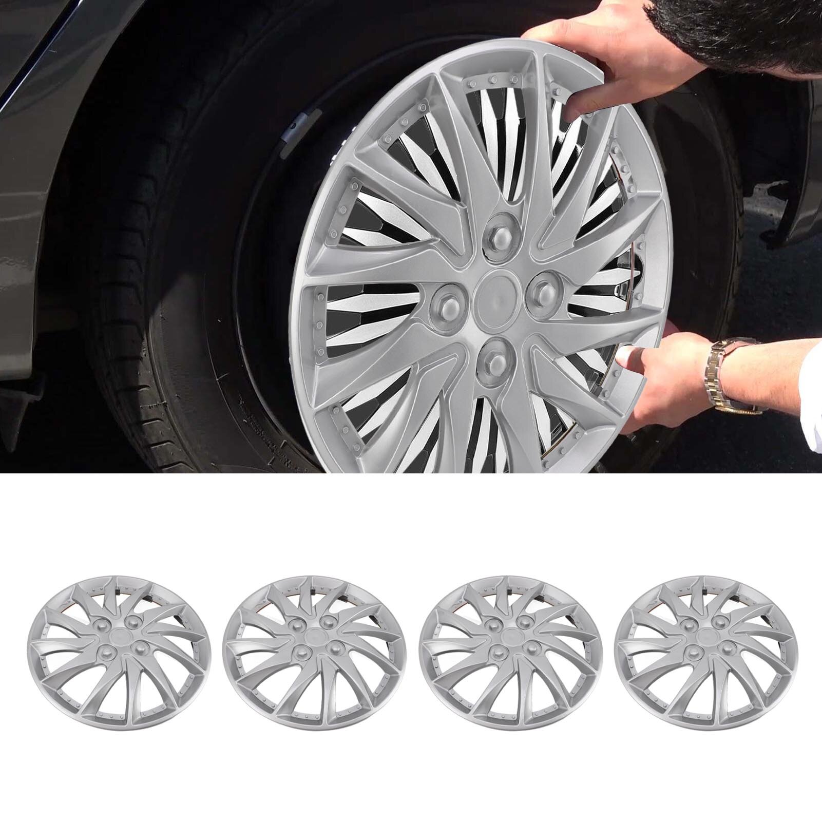 4 шт, 14-дюймовая крышка ступицы колеса, полная защита, изысканная крышка обода колеса, универсальная для легковых автомобилей, грузовиков, фургонов
