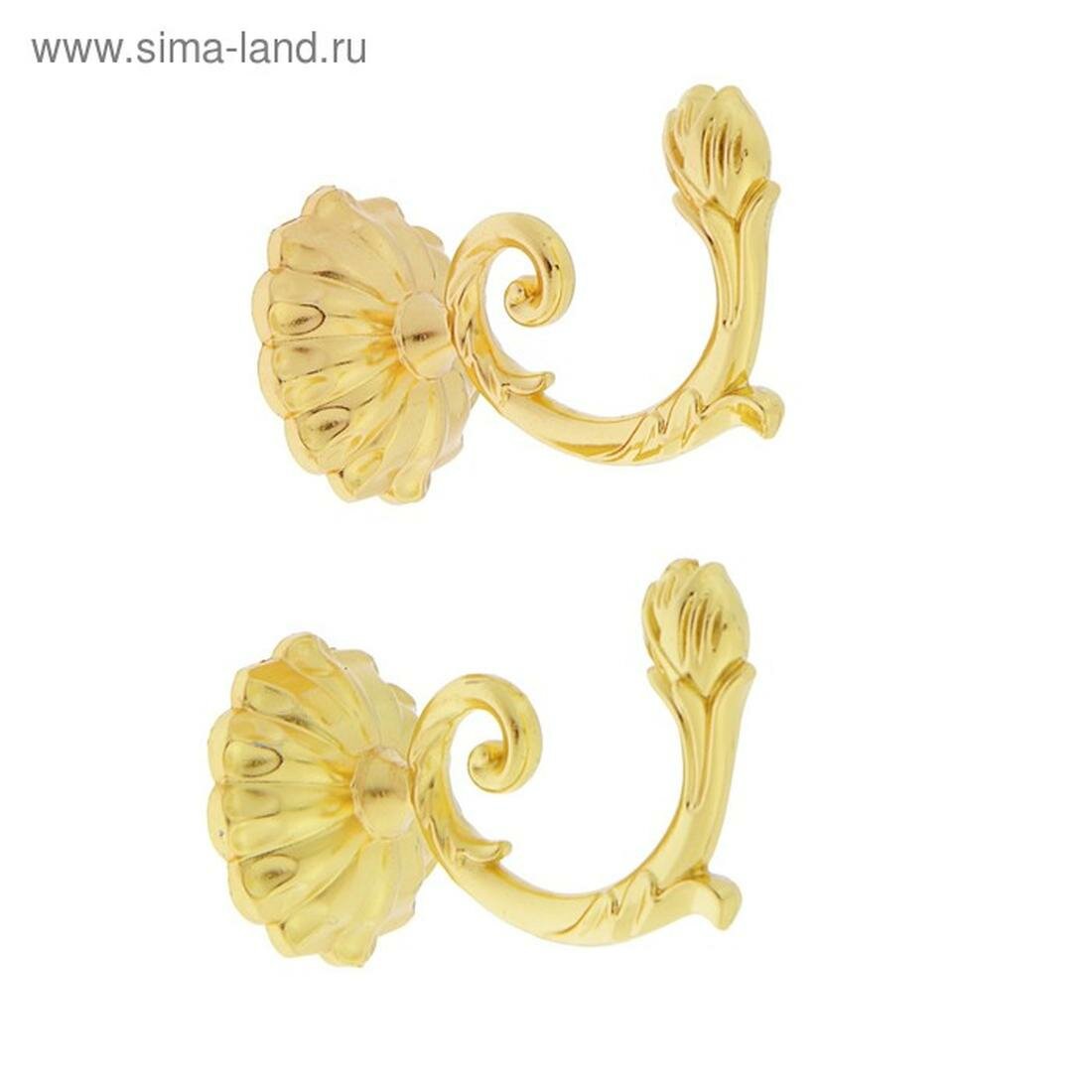 Крючок для штор тундра KS006, однорожковый, металл, цвет золото