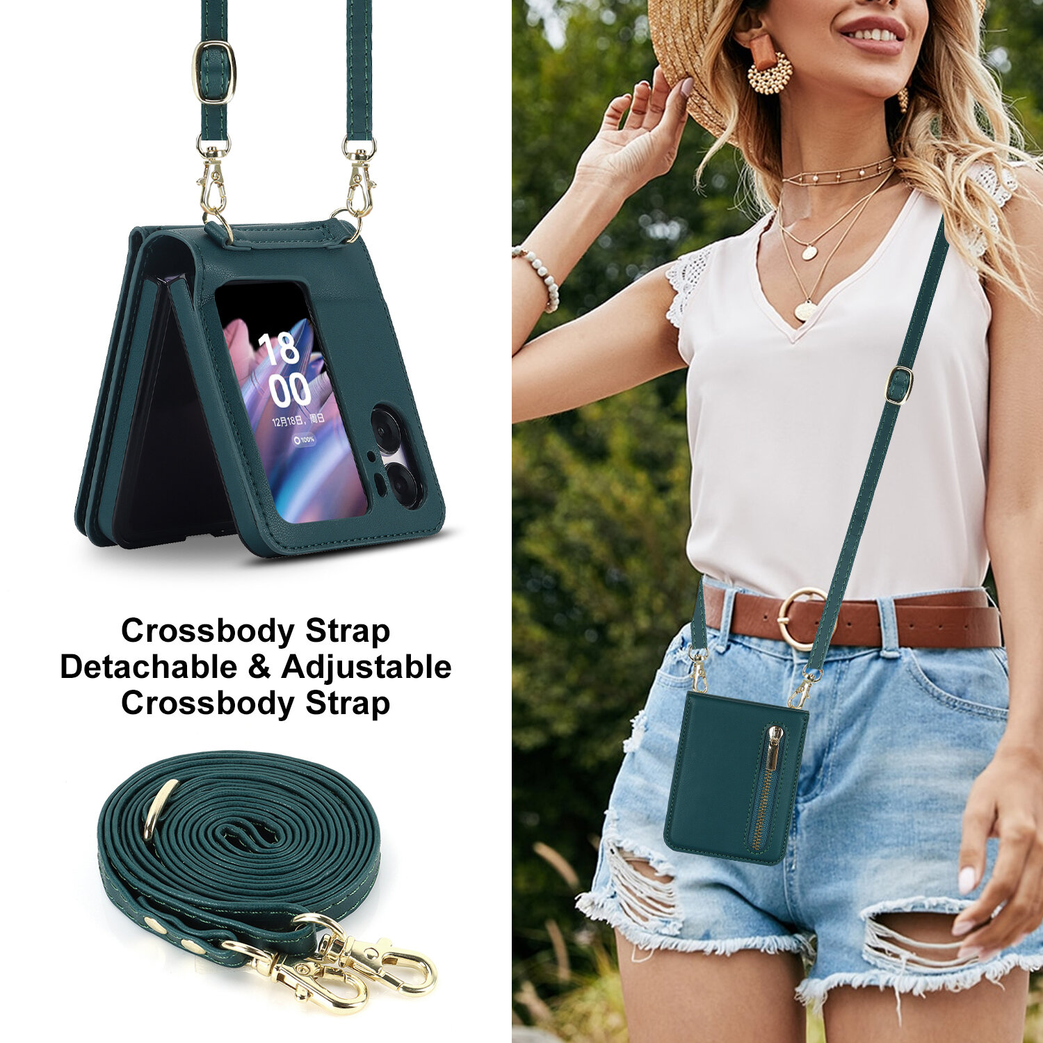 Подходит для OPPO Find N2 Flip / Оппо Файнд Н2 Флип чехол для телефона, Складной All Inclusive молнии раскладушкa держатель раскладушка, Файнд Н2 Флип, подставка, soft touch,360° Полная защита, резина