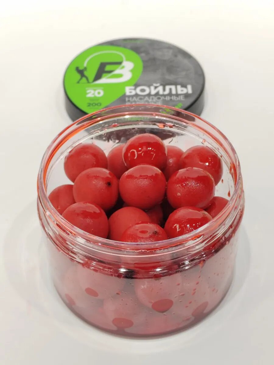 Бойлы варёные насадочные в дипе: 20 мм Strawberry