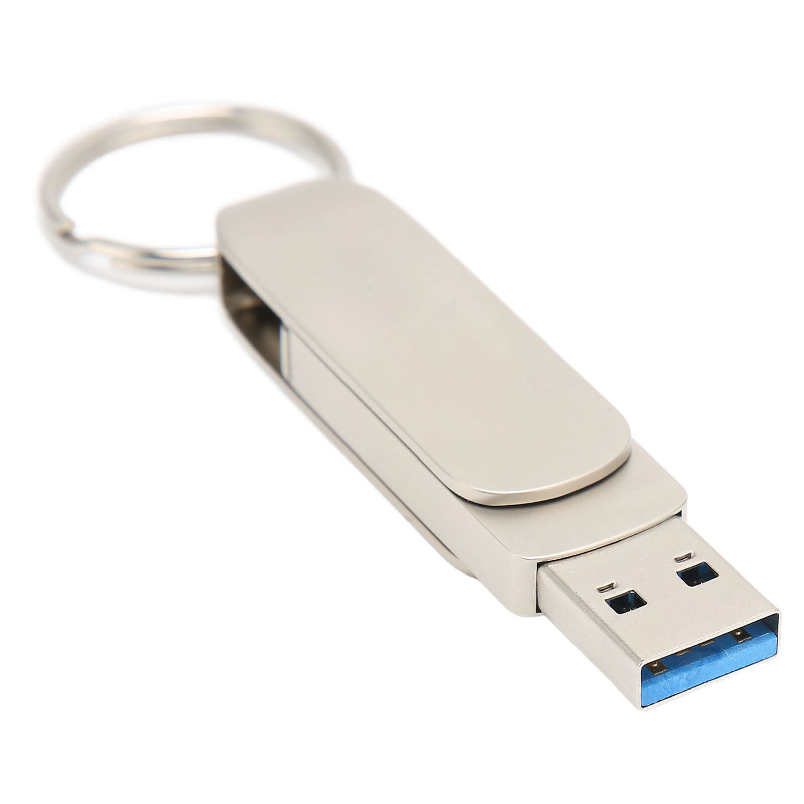 Флешка-брелок 2 в 1 с OTG, USB 3.0 и USB-C, для мобильного телефона и компьютера, с двойным назначением, 360° вращение, 128 ГБ.