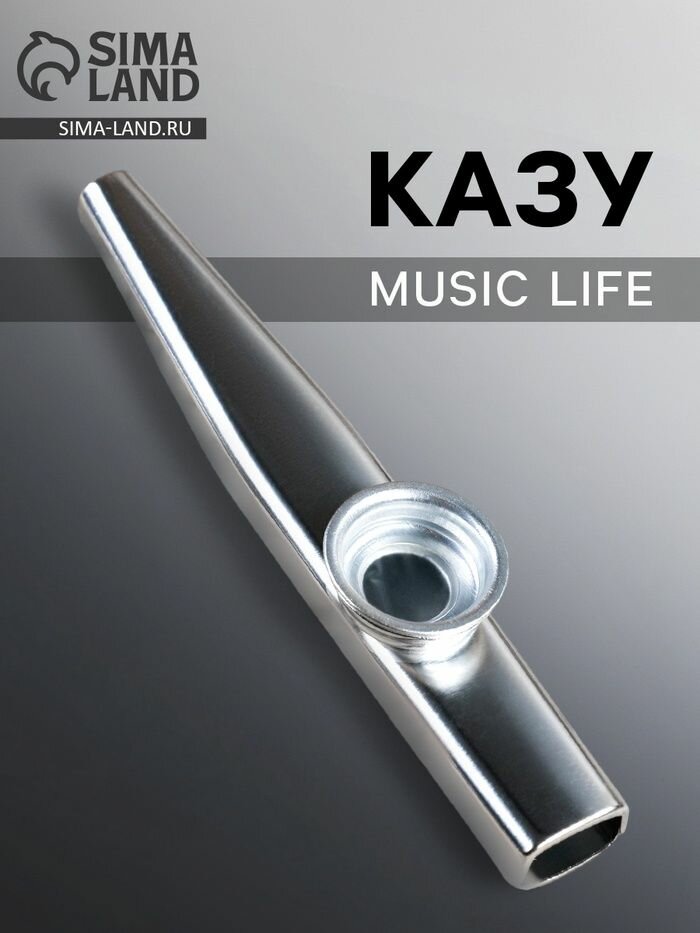 Казу Music Life музыкальный инструмент, серебристый, металл