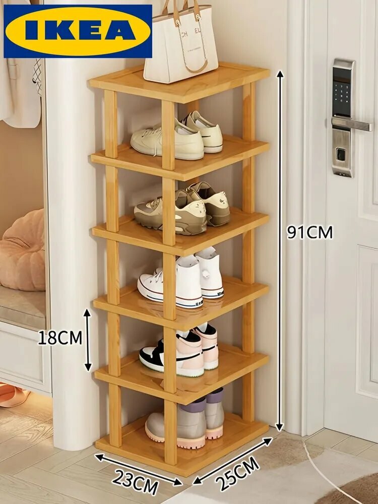 Обувница IKEA "Бамбук", 91х25х23 см, бамбук/массив дерева, 6 отделений