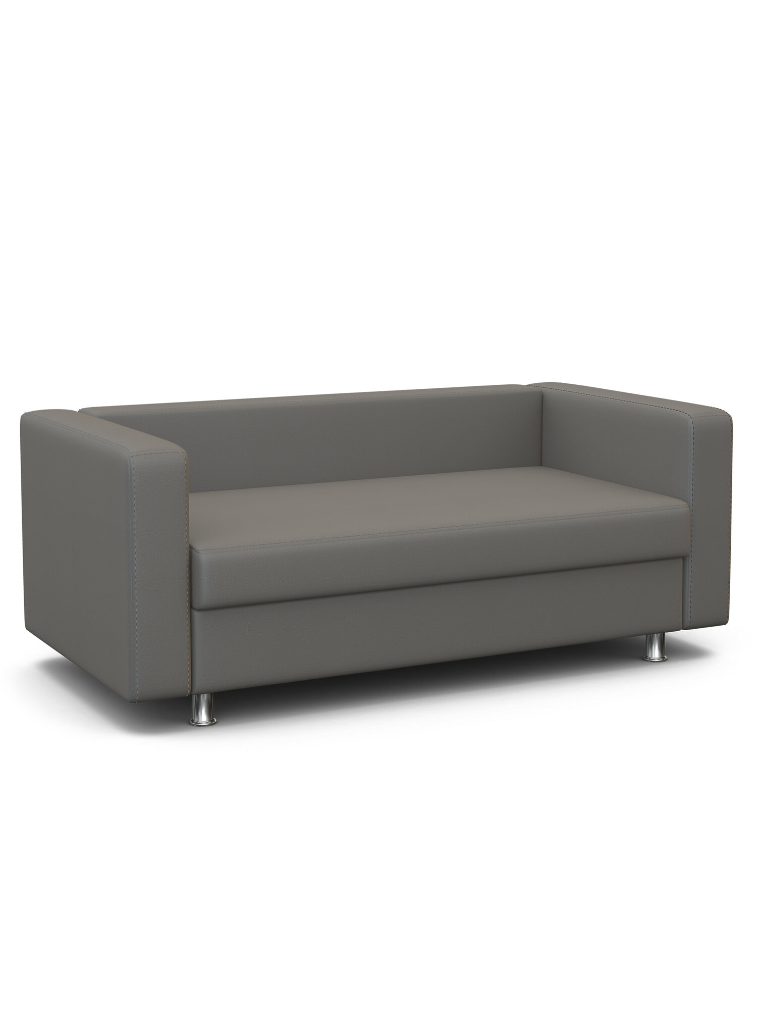 Диван прямой офисный Бит, двухместный, 143х74х75 см, экокожа серый