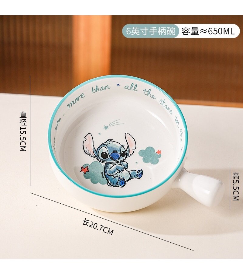 Круглая миска с ручкой - Стежок 15,5*5,5см / Мультяшная круглая чаша