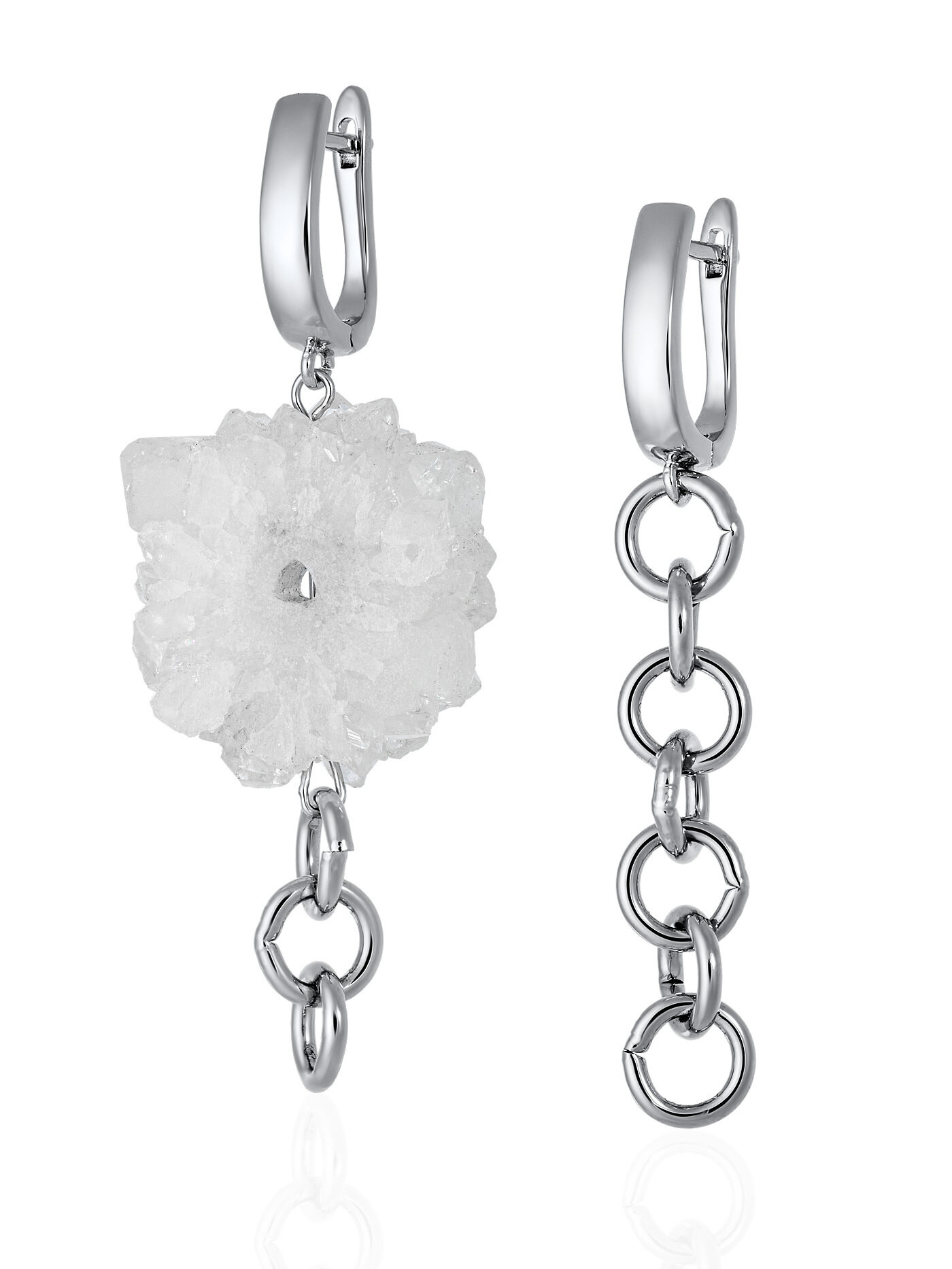 Серьги непарные, кварц