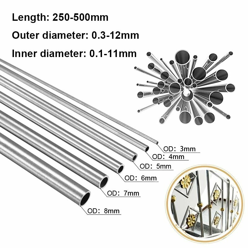 Капиллярные трубки из нержавеющей стали 304 5x2x250mm 1pcs