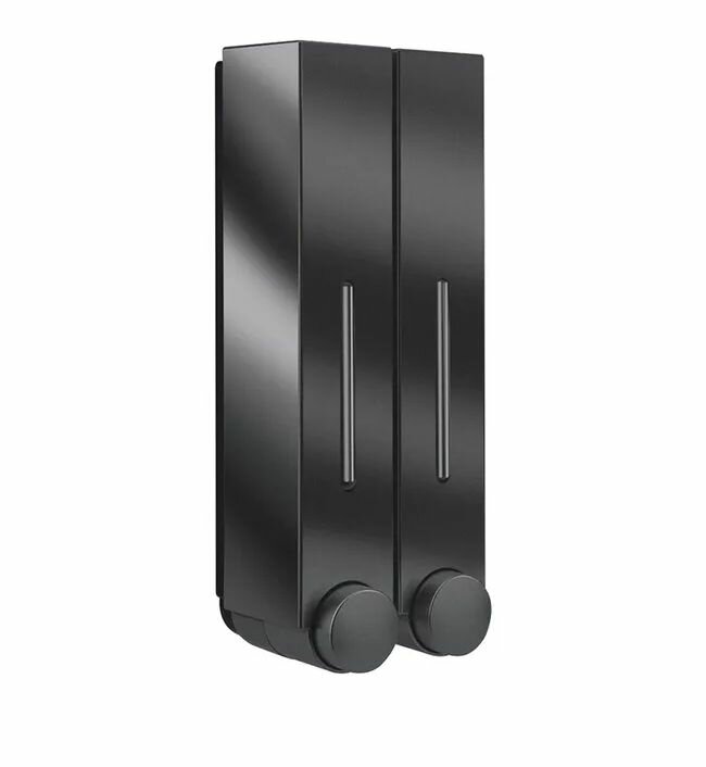 Комплект из 2х штук дозаторов диспенсер настенный механический для мыла/шампуня/геля для душа черный матовый 420 мл.