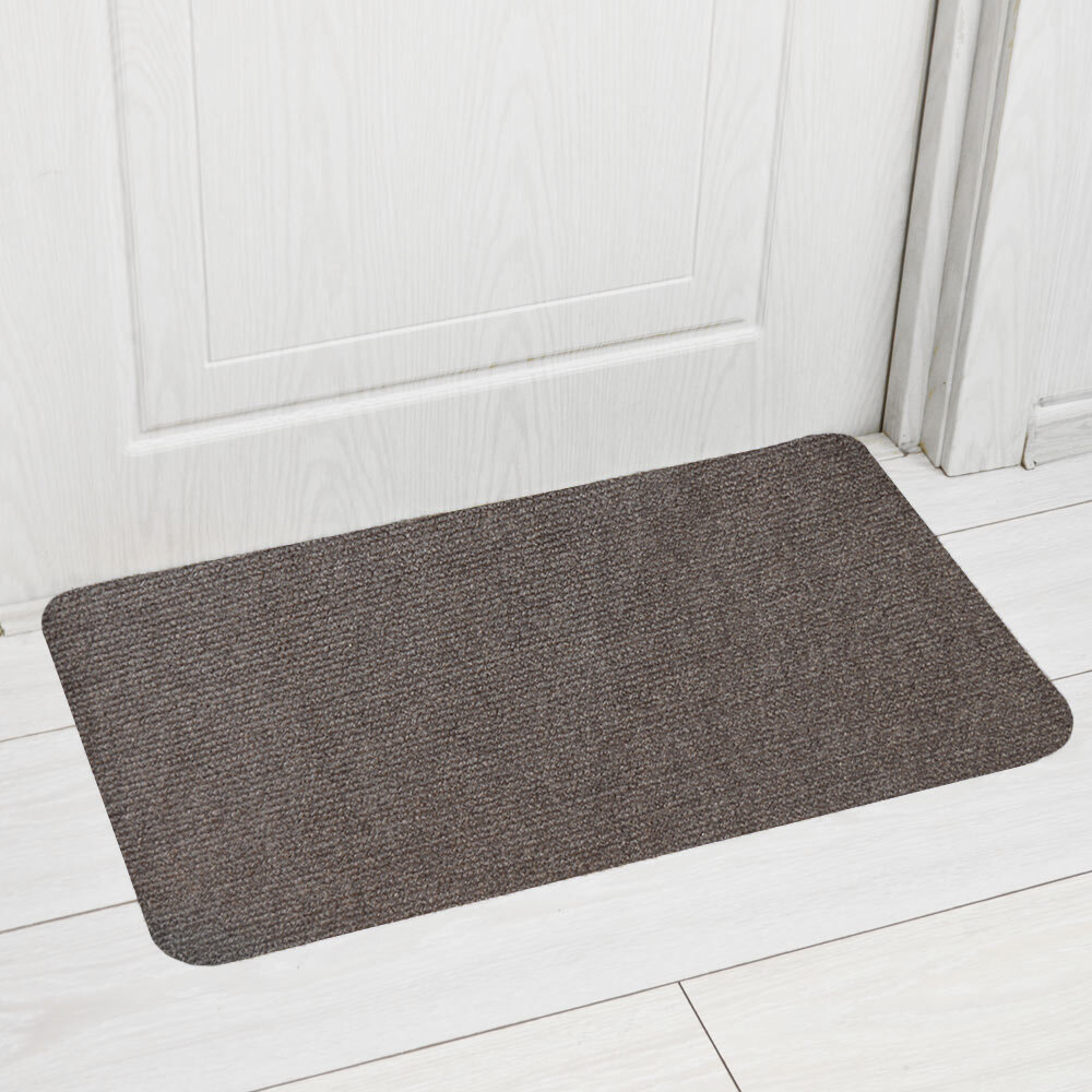 Коврик входной антискользящий 35х55см, полиэстер, защита от грязи, темно-коричневый