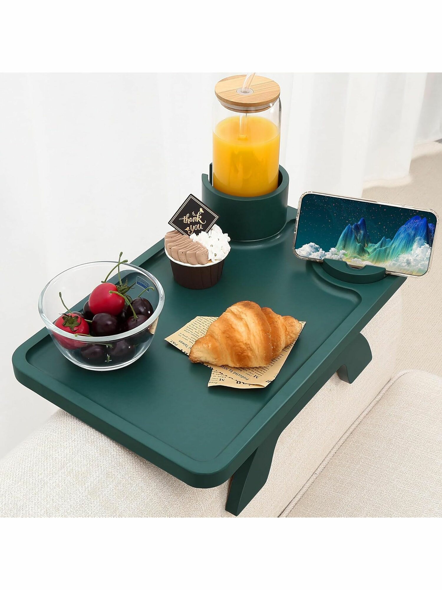 Подставка на подлокотник дивана из бамбука ALPY, Столик накладка для дивана 39*25см