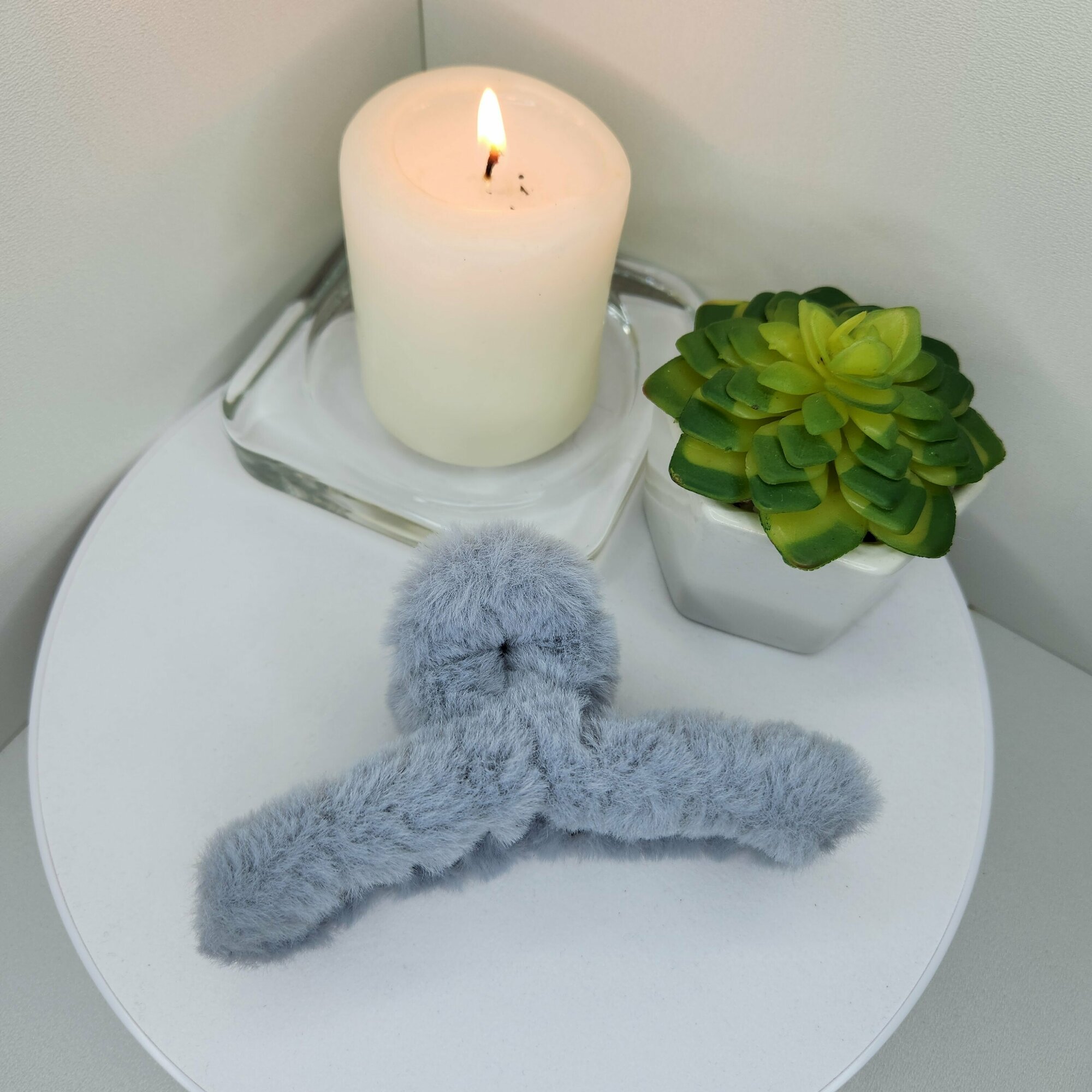 Заколка-краб TopAccessory, для девочек, серый, искусственный мех, 12см