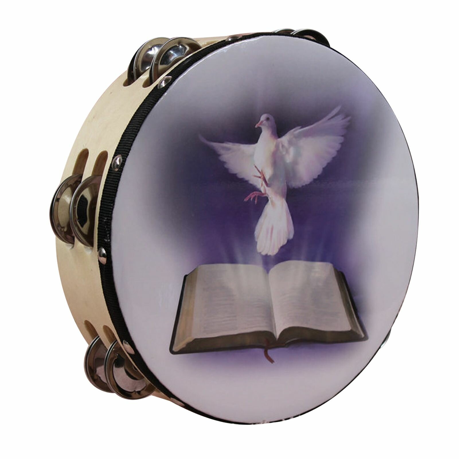 Двухрядный ручной инструмент с бубном, 8 дюймов, оригинальный цвет, детские перкуссионные джинглы для вечеринок и музыкальных развлечений