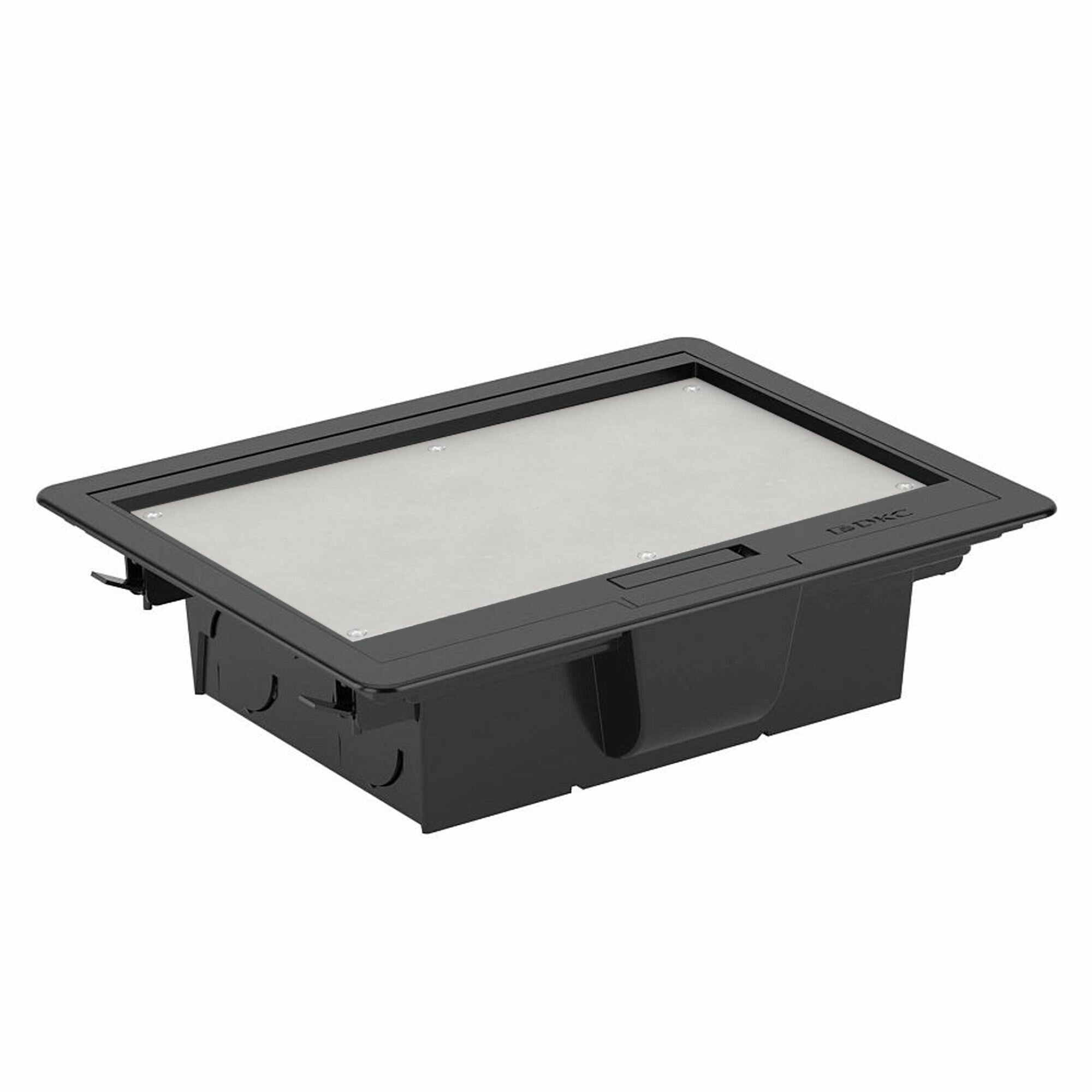 Лючок под розетки DKC напольный, 12 модулей, черный, металл, IP40