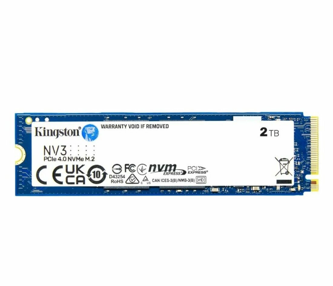 SSD накопитель Kingston NV3 SNV3S/2000G 2ТБ, M.2 2280, PCIe 4.0 x4, NVMe, M.2