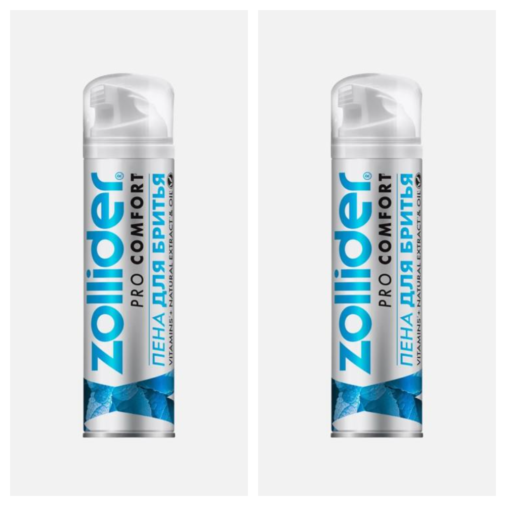 Пена для бритья Zollider "Pro Sensitive", для чувствительной кожи, антибактериальная, 200мл, 2 шт