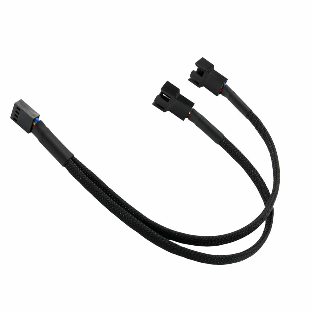 Компьютерные кабели, Удлинитель вентилятора 4Pin 1 на 2 - черный