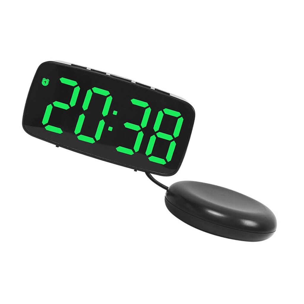 Колокол, Минималистские будильники с вибрацией и электронные часы-черный корпус, зеленый свет 01
