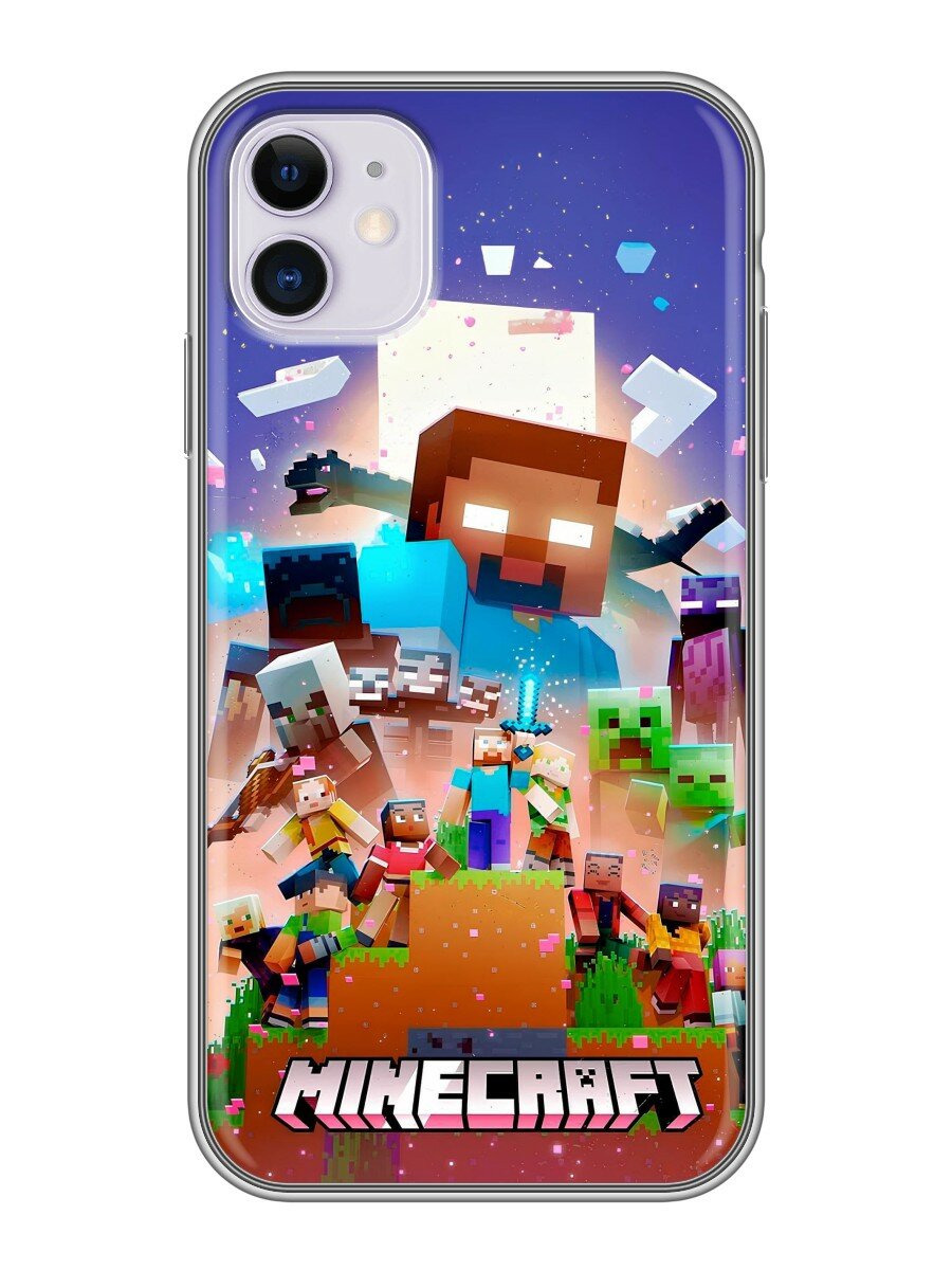 Чехол для Iphone 11 с принтом Minecraft Майнкрафт (Айфон 11)