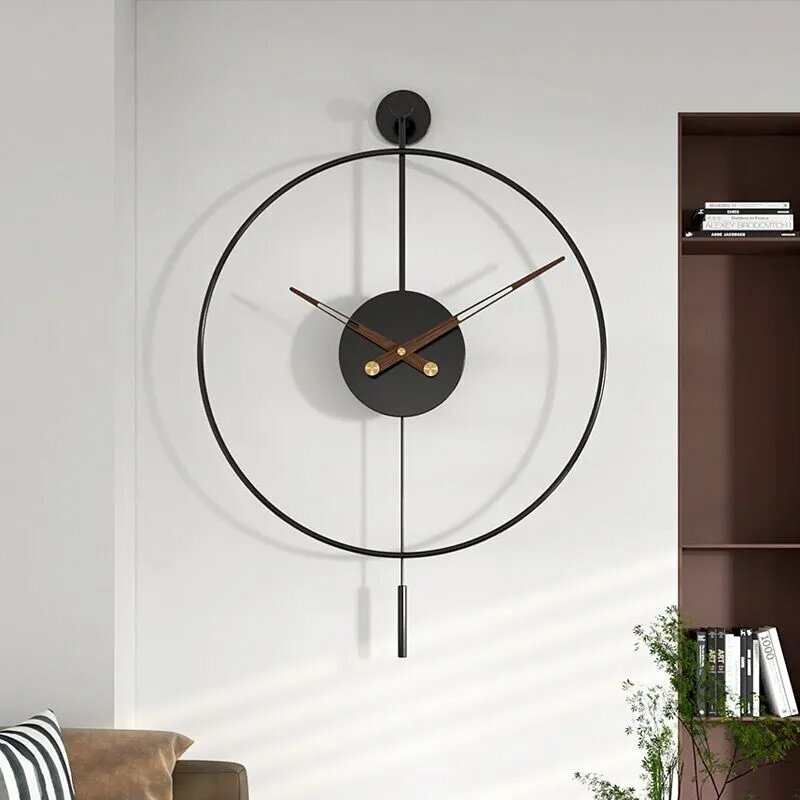Настенные часы "black-60cm", квадратные, бесшумный механизм, диаметр 60см, черные