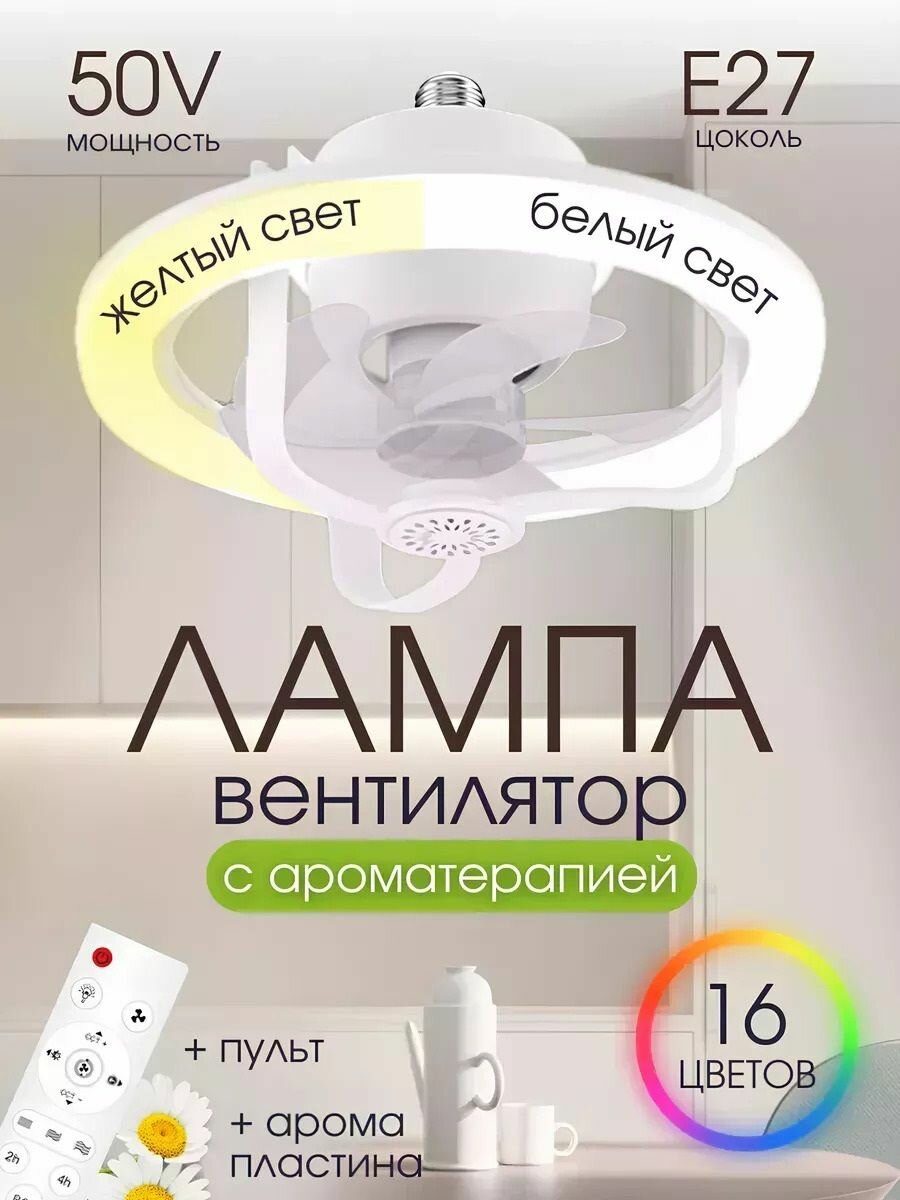 Лампа вентилятор потолочная с пультом