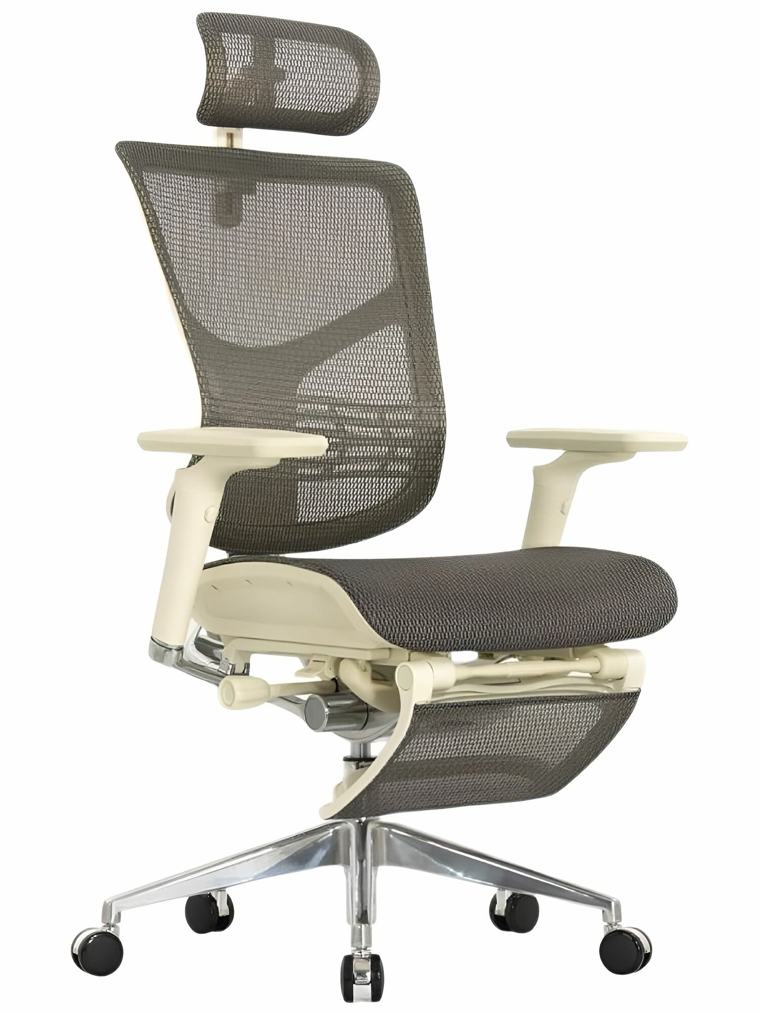 Кресло с подножкой FALTO STAR 2 (подлокотники 6D(360), сетка, цвет светлый)