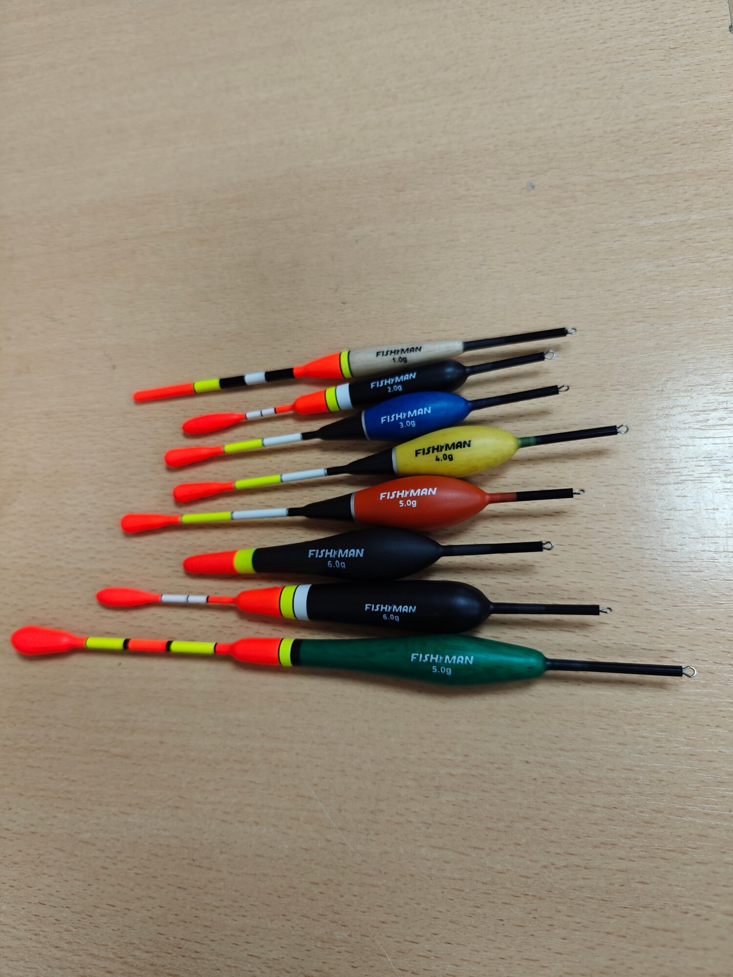 Поплавки FISHMAN (США) из бальсы, с яркой антенной, набор из 6 штук: 2шт- 5,0g/ 2шт-4.0g/2шт-4g.