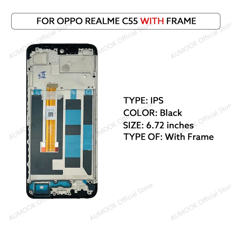 6,72 "IPS ЖК-дисплей для OPPO Realme C55 RMX3710, ЖК-дисплей, дигитайзер сенсорного With Frame