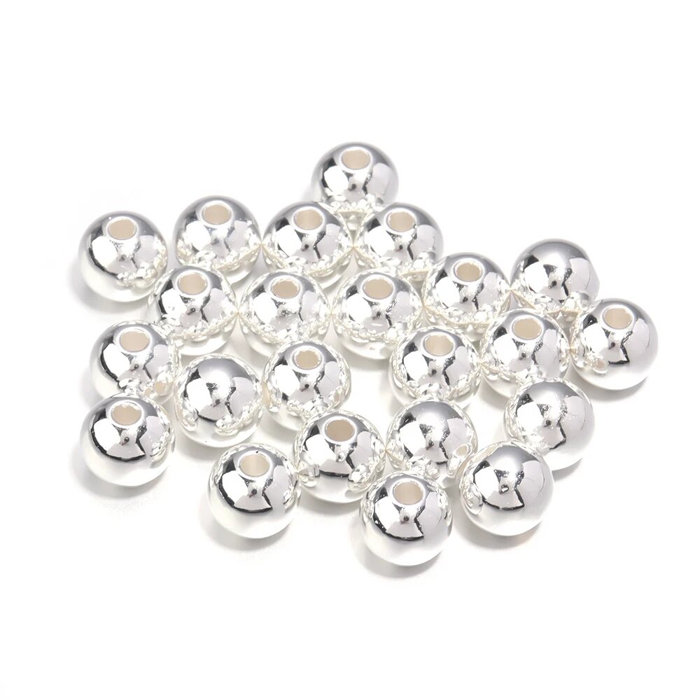 Радужные бусины Linsoir Beads 3-12 мм Белый, 6mm 300Pcs, Silver plated
