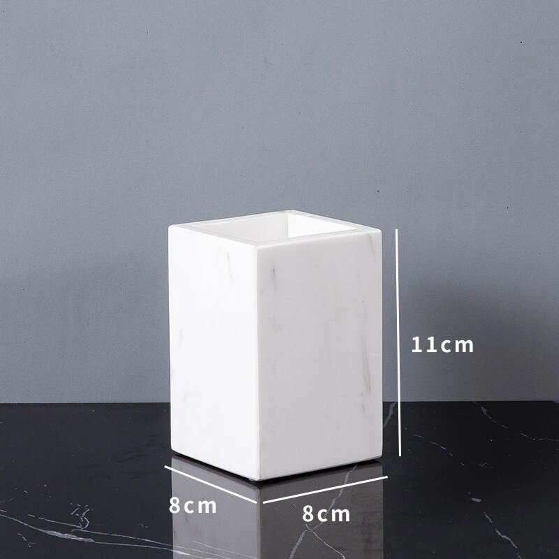 Набор аксессуаров для ванной комнаты из натурального мрамора, Белый