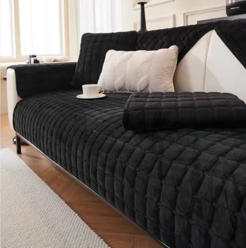 Бархатный чехол для дивана 70x120cm, Черный, Black