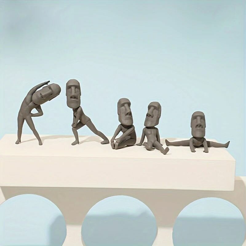 Украшение для рабочего стола, Моаи, Декоративные статуэтки,5 шт.