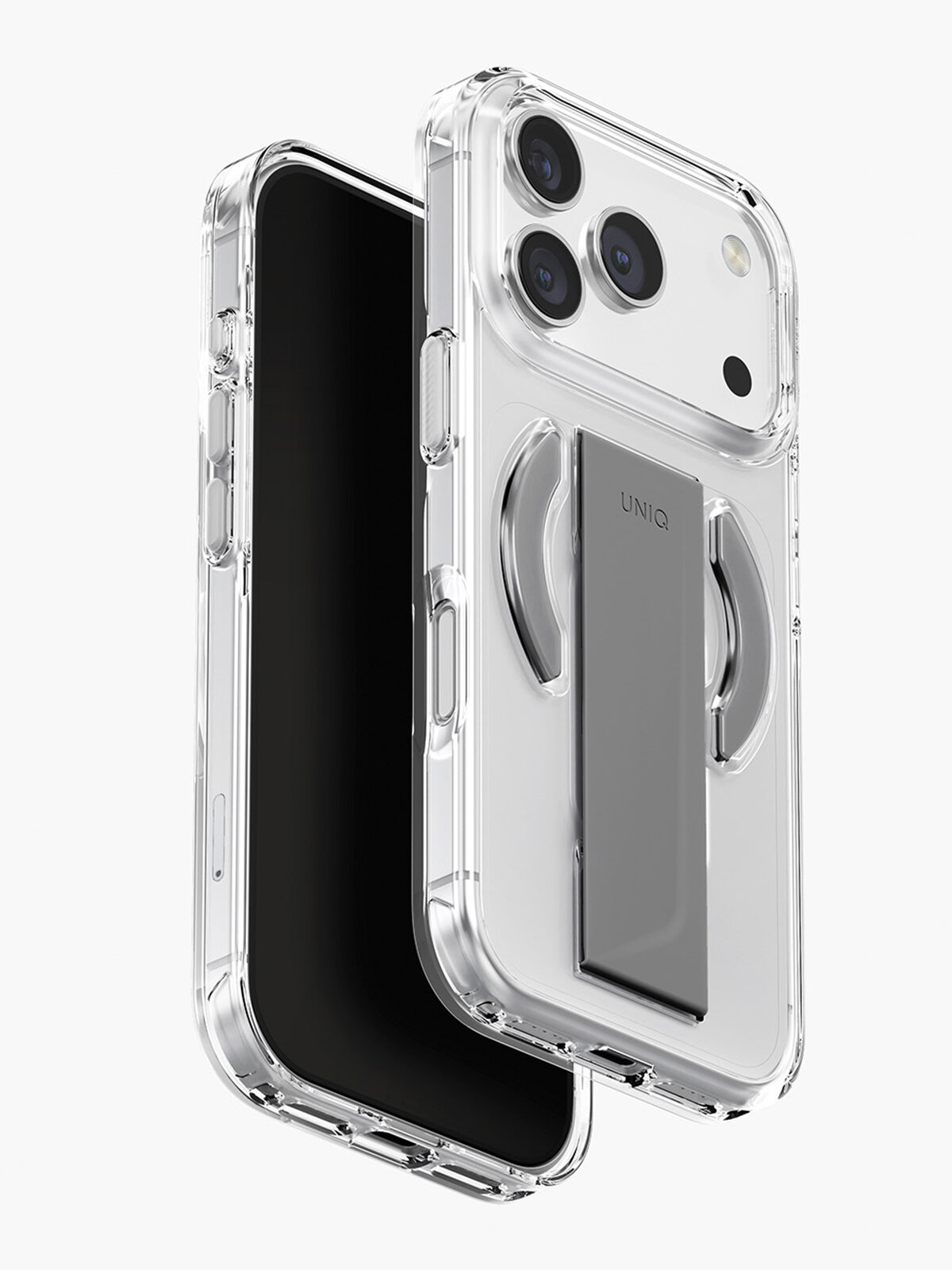 Чехол Uniq на iPhone 17 Pro, Heldro Air с силиконовым ремешком FlexGrip, с магнитами MagSafe, прозрачный