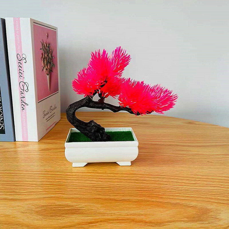 Маленький декоративный сосновый бонсай с цветами для настольного декора и любителей зеленых растений стильд