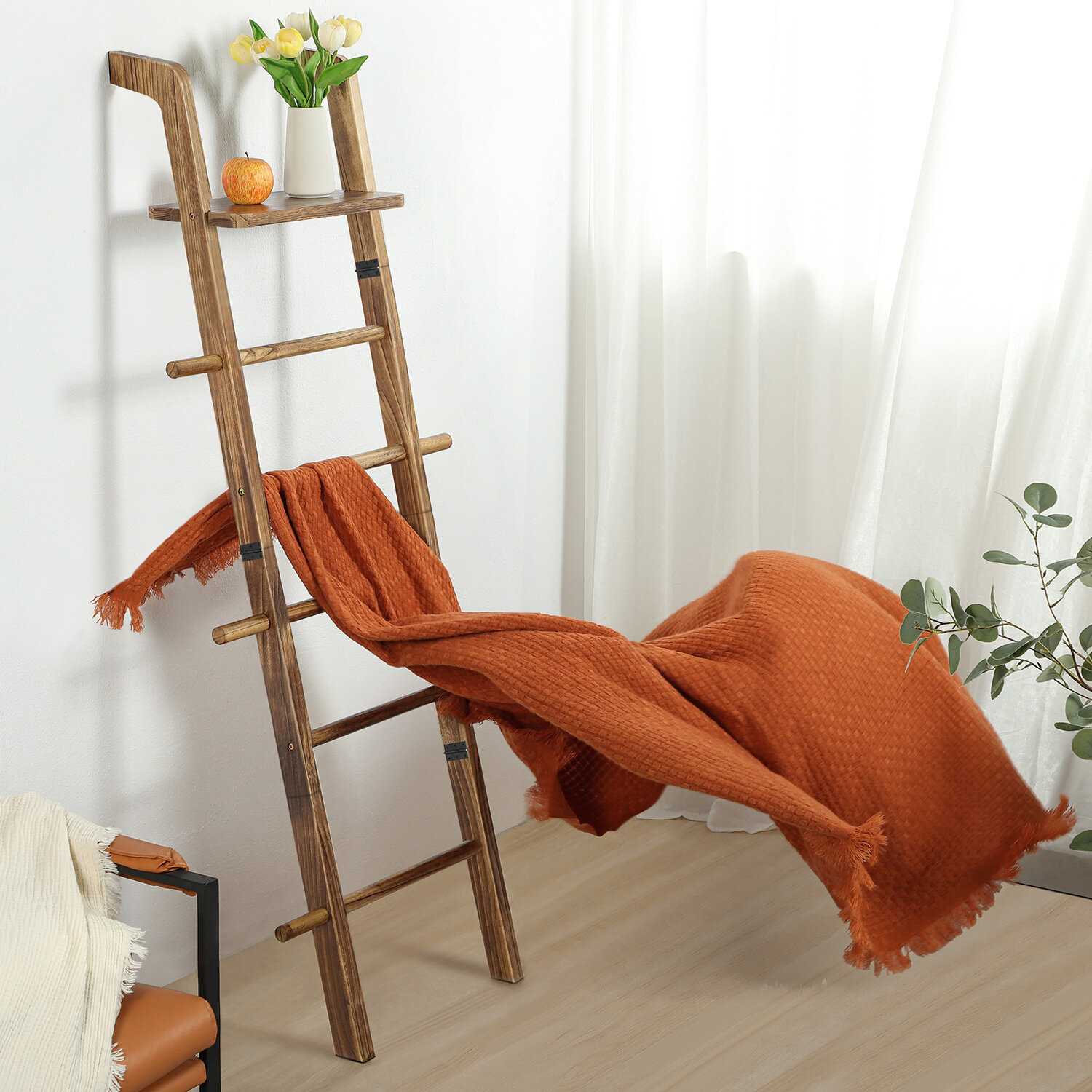 Стеллаж деревянный напольный для одеяло, для игрушек, для книг.6-слойная.