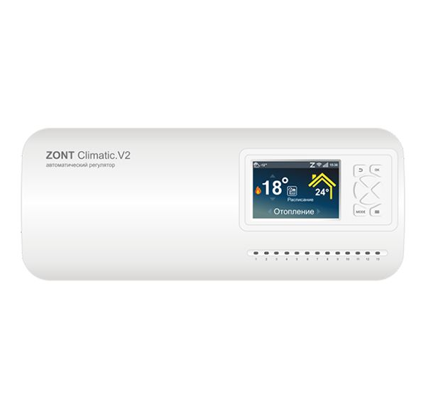 ZONT Climatic V2 GSM(4G)/Wi-Fi/Ethernet, Погодозависимый регулятор отопления (ГВС + 3 контура)