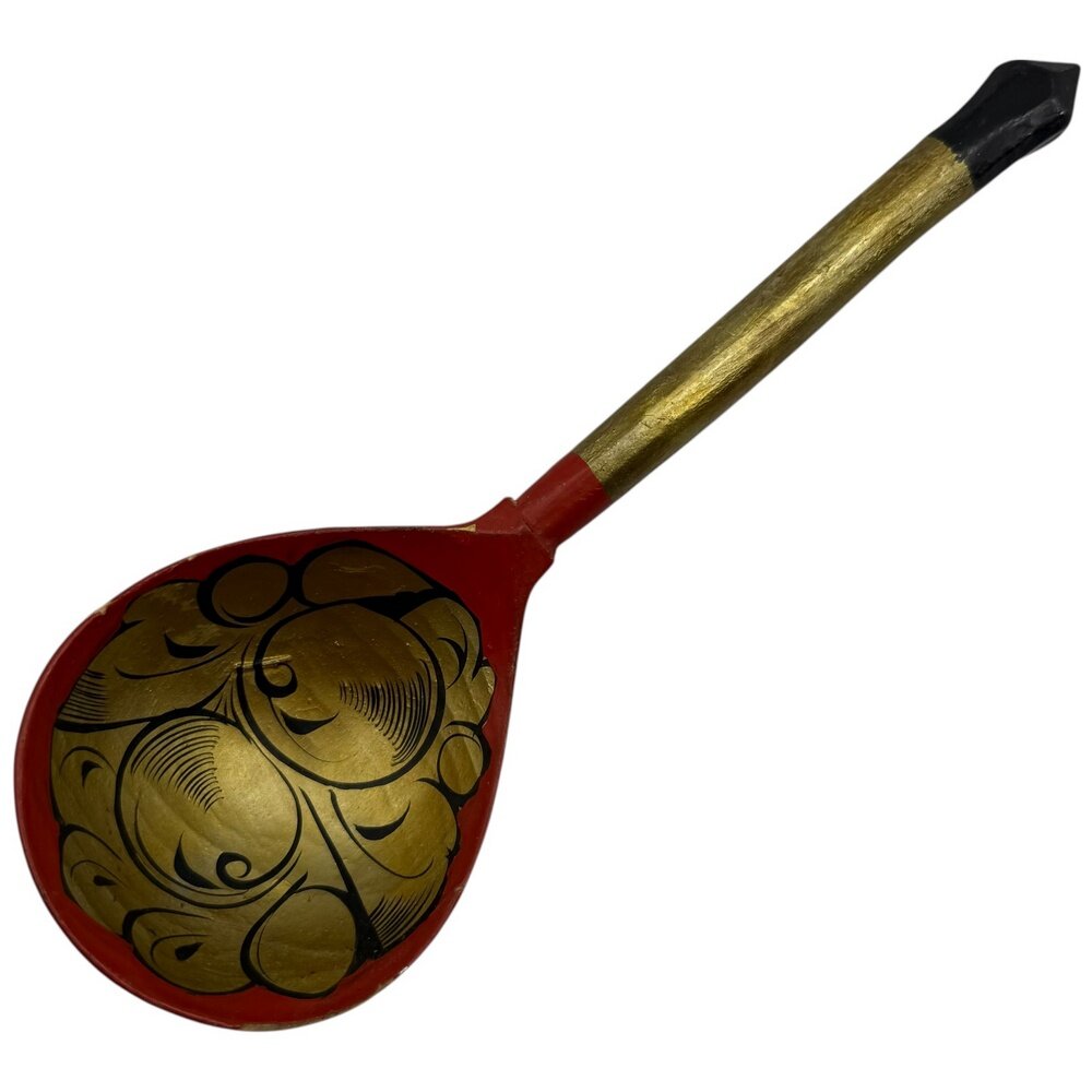 Хохломская роспись Ложка "Наливные яблочки", 19 см, дерево, роспись, лак, 1980-1990 г, Семенов, СССР