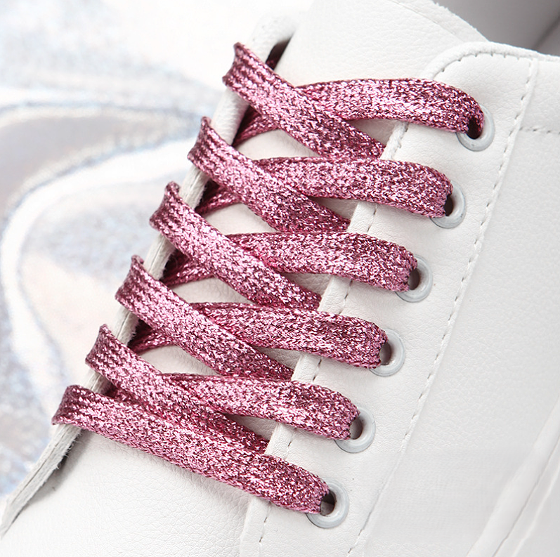 Яркие спортивные шнурки для обуви "Розовые блестки"/ 1 пара шнурков / 120 см