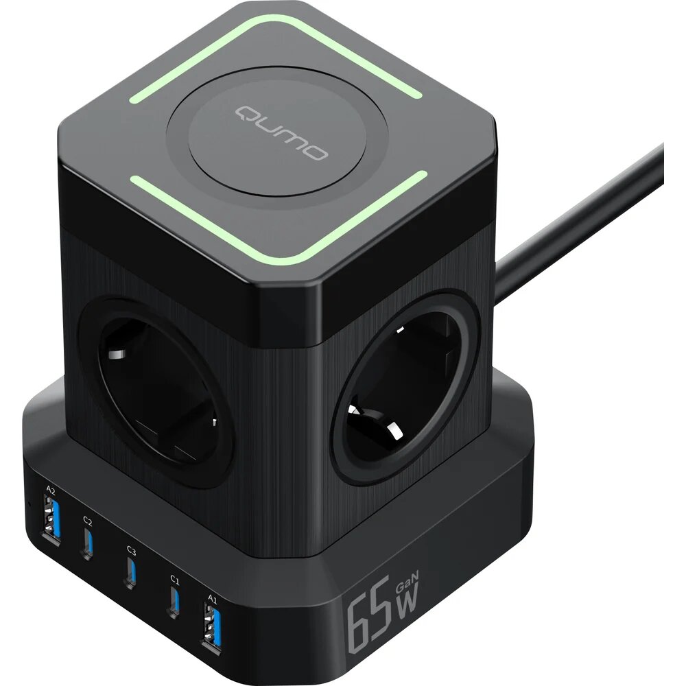 Беспроводная зарядка QUMO Power Block System PD + Fast Wireless SFU2PD (P-0010) черный, 4 розетки 50742