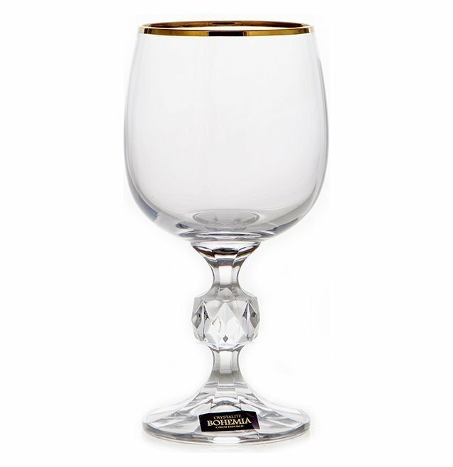 Бокал для белого вина 190 мл 1 шт Crystalite Bohemia "Клаудия /Отводка золото" / 340914