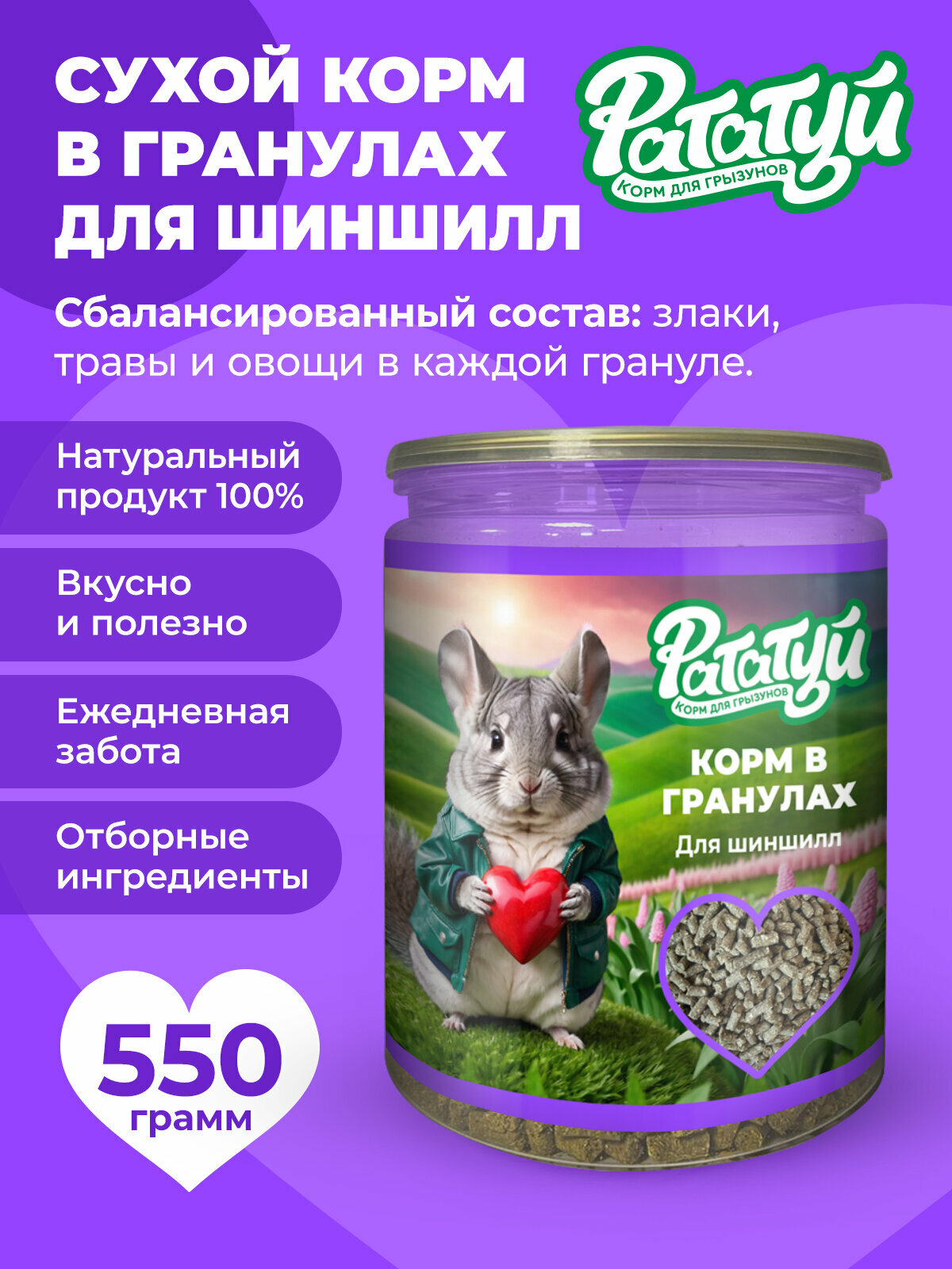 Премиум сухой корм в гранулах для шиншилл