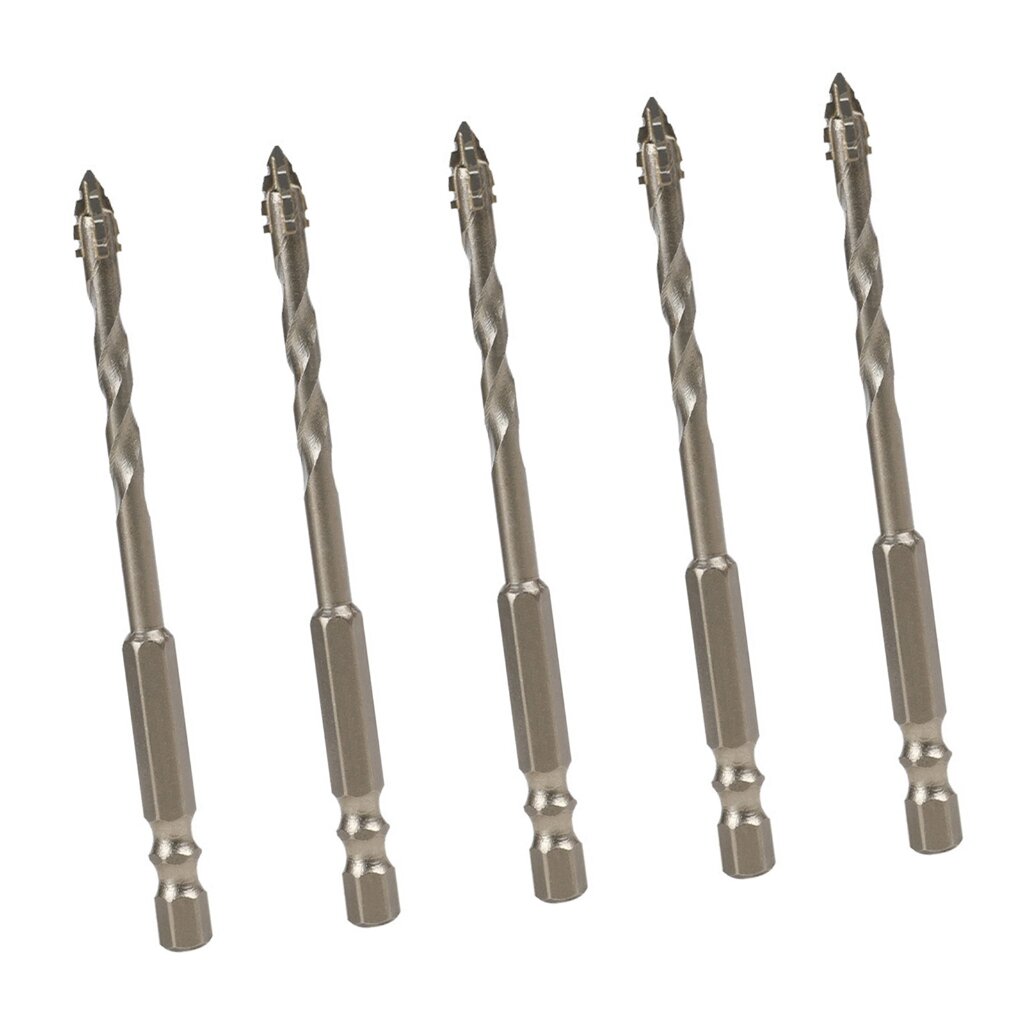 5pcs Hex Shank Four Flute Sawtooth Excentric Twist Bits для эффективной резки на плитку Мраморную керамику и бетон