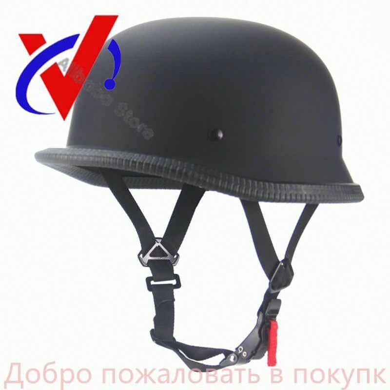 Шлем каска 201 в ретро стиле, черный матовый, размер L